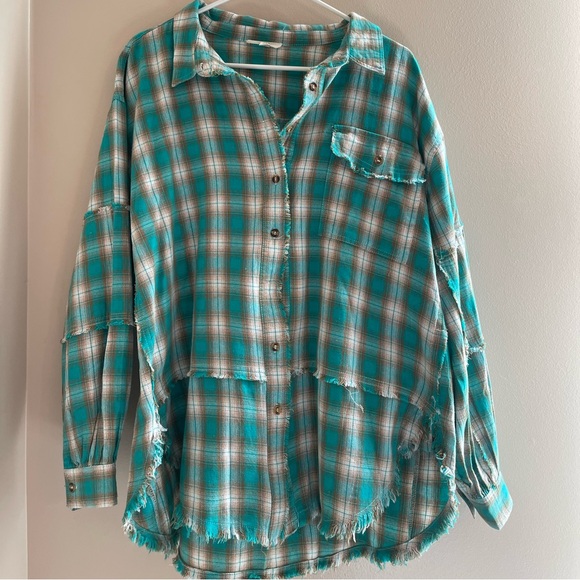 easel | Tops | Easel Teal Plaid Buttonup Shirt | Poshmark